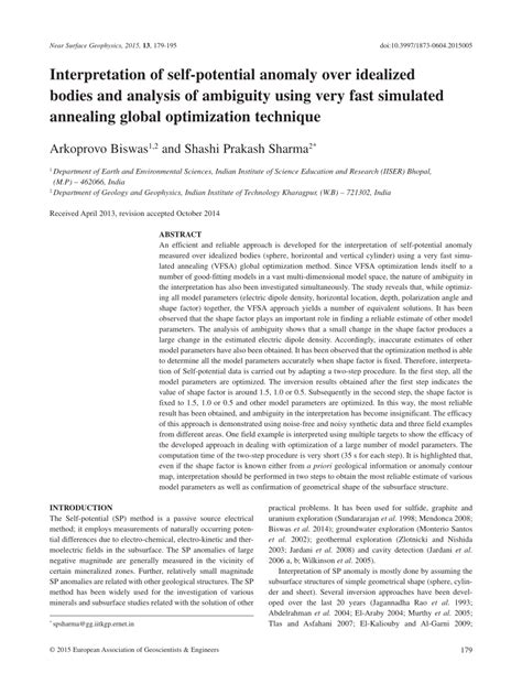 Pdf Interpretation Of Self Potential Anomaly Over Idealized Bodies And Analysis Of Ambiguity