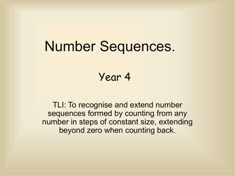 Number Sequences Year 4