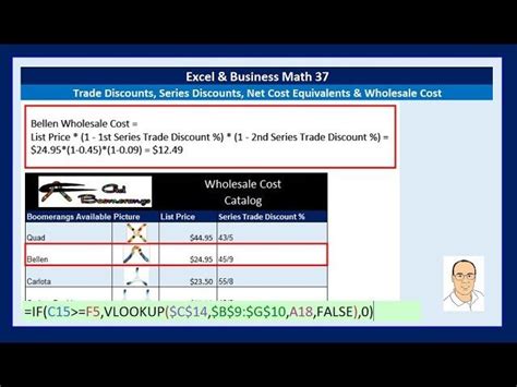 Free Video Excel And Business Math Trade Discounts Series Discounts Net Cost Equivalents
