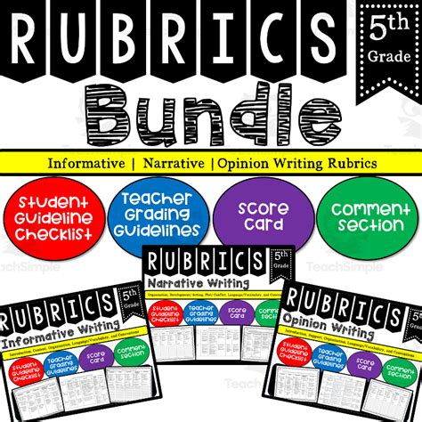 Writing Rubric Bundle For 5th Grade With Checklist By Teach Simple