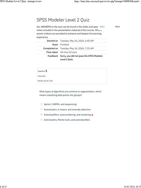 Spss Modeler Level 2 Quiz Review Pdf Spss Analytics