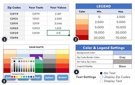 US Zip Code Heat Map In Excel US Zip Code Shapes Powerpoint