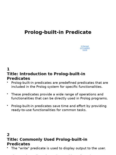 Prolog Built In Predicate Pdf