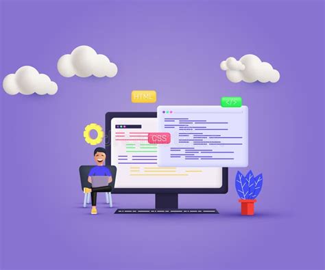 3d vector website programming coding web development influencer style