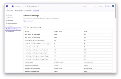 Cluster Advanced Settings Qovery