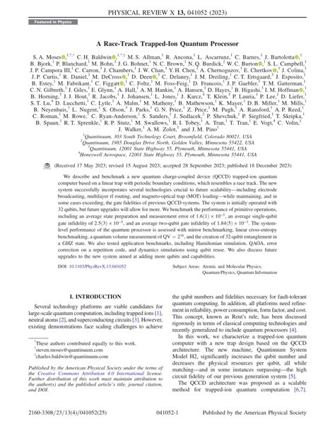 Pdf A Race Track Trapped Ion Quantum Processor
