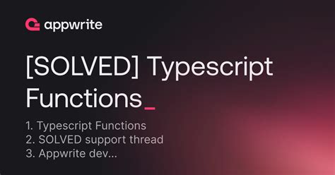 Solved Typescript Functions Threads Appwrite