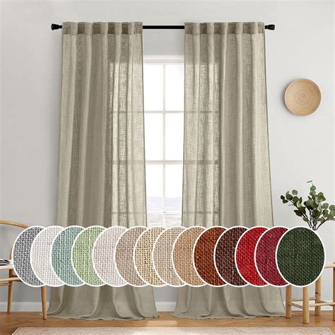 Miulee Oatmeal Curtains 90 Inch Long 2 Panels For Bedroom