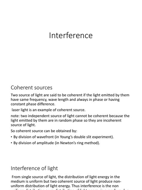 Interference Pdf Coherence Physics Waves
