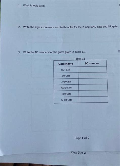 Solved 1 What Is Logic Gate 2 Write The Logic Expressions