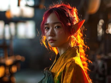Premium Ai Image A Woman With Red Hair And Elf Ears