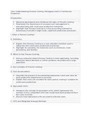 Exploring Process Costing In Continuous Production A Course Hero