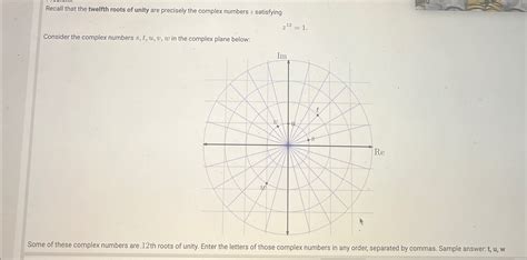 Solved Recall That The Twelfth Roots Of Unity Are Precisely