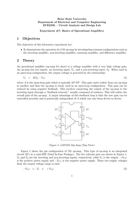 basics of operational amplifiers laboratory experiment 7 ece 225