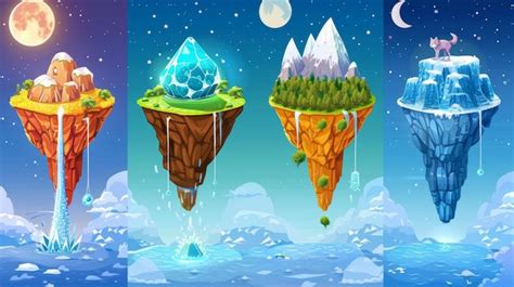 Premium Photo The Island Floating Rock And Waterfall Are All Full Of Gemstones And In The