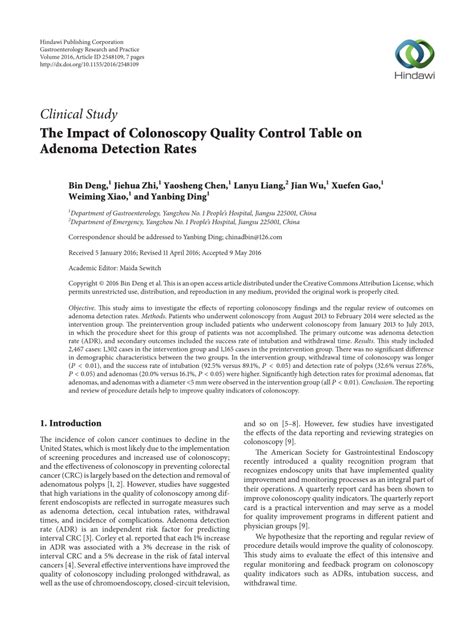 Pdf The Impact Of Colonoscopy Quality Control Table On Adenoma Detection Rates