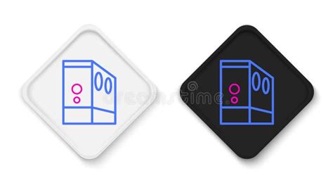 Line Case Of Computer Icon Isolated On White Background Computer Server Workstation Colorful