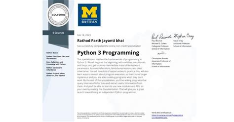 Parth Rathod On Linkedin Completion Certificate For Python 3 Programming