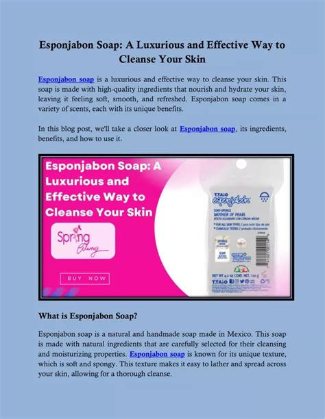 Ppt Esponjabon Soap A Luxurious And Effective Way To Cleanse Your