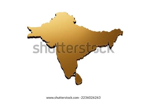 Indian Subcontinent Gold Brass Map Isolated Stock Illustration