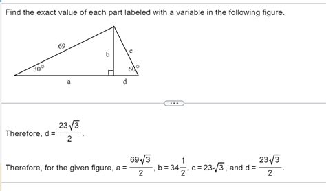 Solved Find The Exact Value Of Each Part Labeled With A