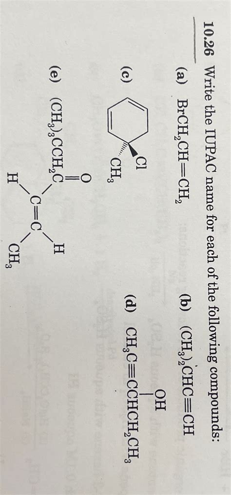 Solved Write The IUPAC Name For Each Of The Following Chegg Com