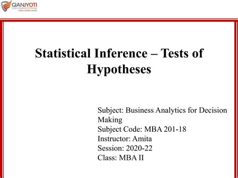 Statistical Inference Concept Procedure Of Hypothesis Testing Ppt
