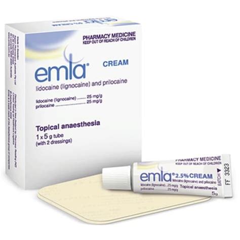 Emla Cream 5g With 2 Tegaderm Dressings Topical Anesthetic For Skin Numbing