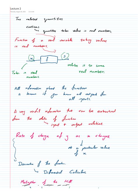 Lecture 2 Calculus ĞĐƚƵƌĞ Ϯ dŚƵƌƐĚĂLJ ƵŐƵƐƚ Ϯς ϮϬϮϭ ϭϭϮϭ D Studocu