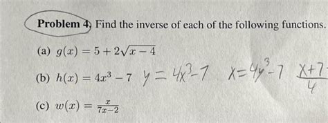 Solved Problem Find The Inverse Of Each Of The Following Chegg