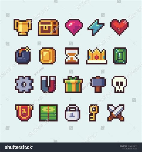 Pixel Set Game Icons Stock Vector Royalty Free 2250235219 Shutterstock