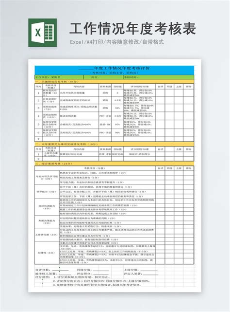 การจัดซื้อเทมเพลต Excel แบบประเมินผลการปฏิบัติงานประจำปี ดาวน์โหลดรูปภาพ รหัส 400971110 ขนาด