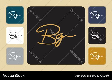 Bg B G Initial Handwriting Initial Handwriting Vector Image