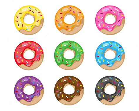 Premium Vector Donuts Set Cartoon Style Different Colors