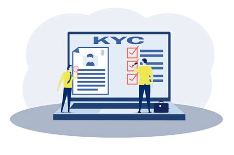 Kyc 또는 돋보기 벡터 일러스트레이터를 통해 파트너가 될 파트너에서 고객 개념의 신원을 확인하는 고객과 비즈니스를 알고 있습니다 개념에 대한 스톡 벡터 아트 및 기타