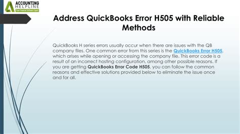 Fix Quickbooks Error H505 Reliable Solutions And Steps