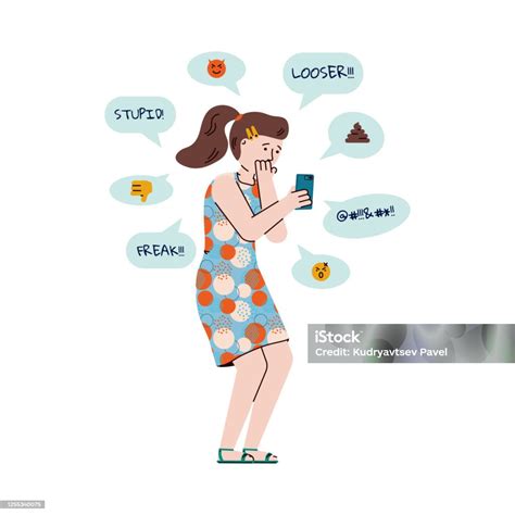 소녀 또는 십대 왕따 메시지 만화 벡터 일러스트 를 고립지고 여성에 대한 스톡 벡터 아트 및 기타 이미지 여성 지배 가리키기 Istock