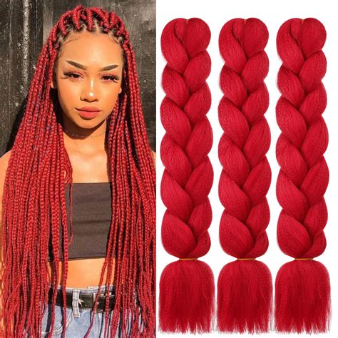 Red Single Braids Micro Box Braids PerÜcken Mit 134