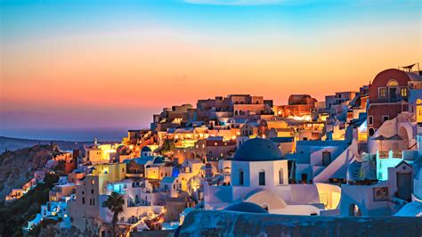 Santorini Greece At Sunset