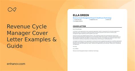 Professional Revenue Cycle Manager Cover Letter Examples And Template