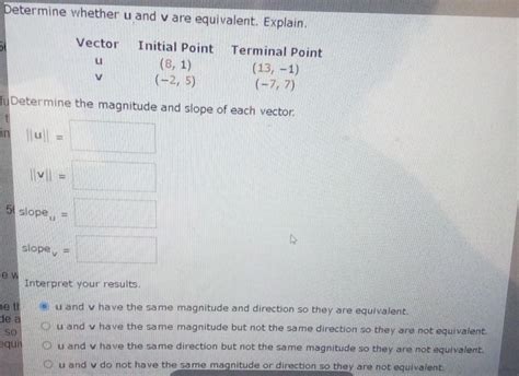 Solved Determine Whether U And V Are Equivalent Explain Chegg Com