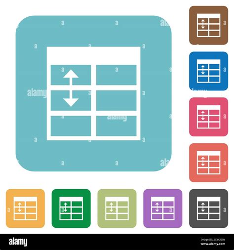 Flat Spreadsheet Adjust Table Row Height Icons On Rounded Square Color