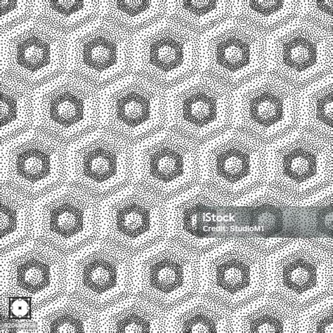 벌집 배경입니다 3 차원 모자이크입니다 흑인과 백인 낟 알 Dotwork 디자인입니다 다 패턴입니다 점묘 벡터 일러스트입니다 0