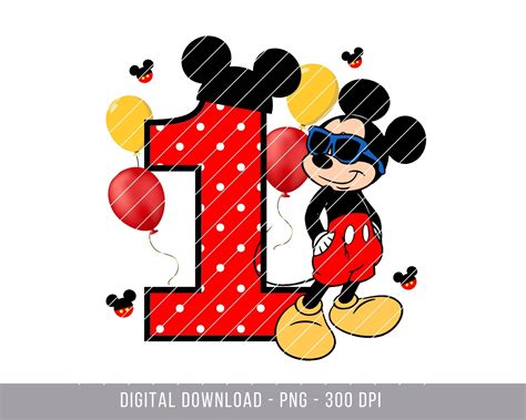 Mickey Mouse Png 1st Birthday Png Mickey Birthday Graphic Mickey
