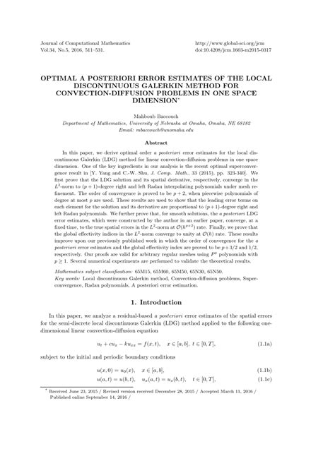 Pdf Optimal A Posteriori Error Estimates Of The Local Discontinuous