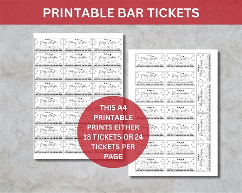 Printable Christmas Drink Tokens Christmas Party Voucher Christmas