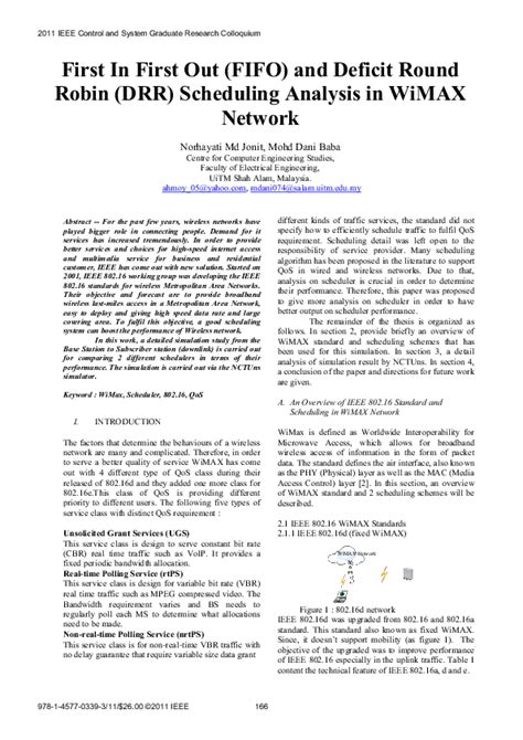 Pdf Fifo Vs Drr Scheduling In Wimax Networks
