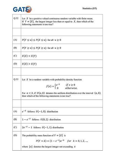 Gate 2023 Statistics Question Papers Gate 2023 Statistics Question Papers