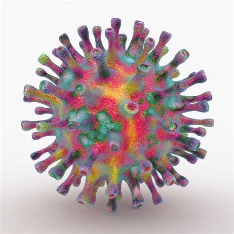 3d Model Virus Set Color 3