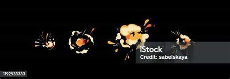 만화 스파크 폭발 애니메이션 프레임 세트 연기 구름 사라지는 모션 만화에 대한 스톡 벡터 아트 및 기타 이미지 만화 스파크 모션 Istock